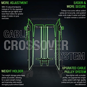 Mikolo Power Cage, 1500lbs Power Rack with LAT PullDown and Cable Crossover System, Squat Rack with Pulley System, Weight Cage for Home Gym with Training Attachments(BLACK)