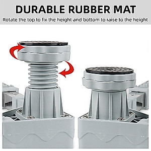 WKKLQ Refrigerator Stand for Mini Fridge with 4 Strong Feet,Adjustable Base for Washer and Dryer, Multi-Functional Refrigerator Base for Appliances(4 Feet,Grey)