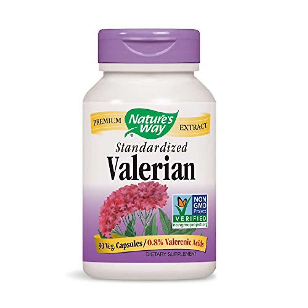 Nature's Way Valerian; 08% Valerenic Acids; Non-GMO Project Verified; Gluten Free; 90 VCaps (Pack of 2)