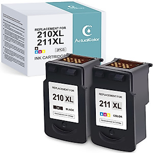 ActualColor C 210XL 211XL Remanufactured Ink Cartridge Replacement for Canon PG-210XL CL-211XL Ink for Pixma MP280 MX410 MP495 MX350 MP490 MX340 MP240 Printer Black Tri-Color,2P
