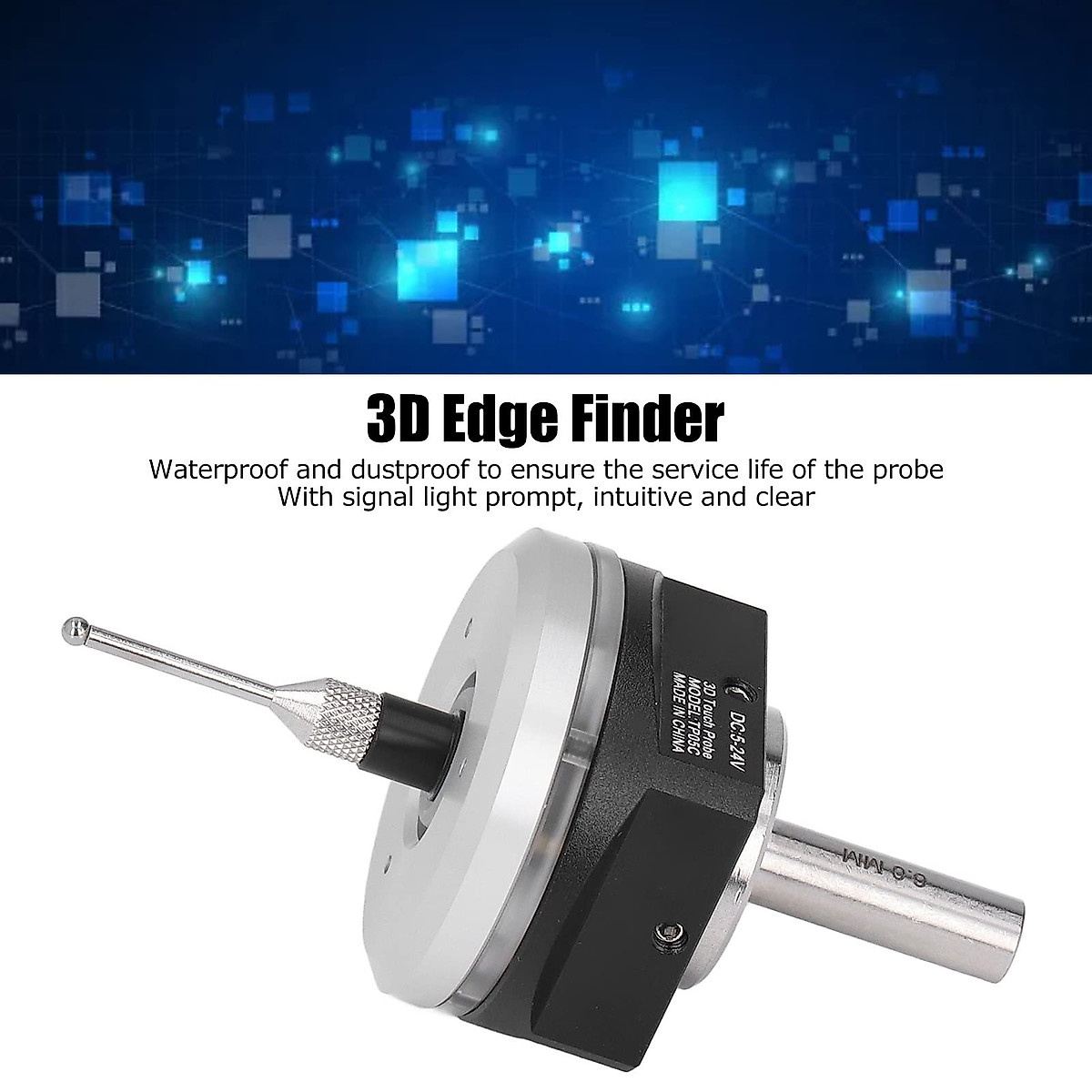 CNC 3D Edge Finder, Professional High Accuracy Universal 3D Sensor Probe, Waterproof Multifunctional 3D Edge Locator with Tungsten Steel Tip for X, Y and Z Axis, for Mach3, for GRBL CNC Equipment