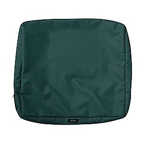 Classic Accessories Ravenna Water-Resistant 23 x 20 x 4 Inch Outdoor Back Cushion Slip Cover, Patio Furniture Cushion Cover, Mallard Green, Patio Furniture Cushion Covers