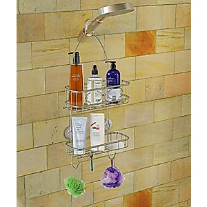Simple Houseware Bathroom Hanging Shower Head Caddy Organizer, Silver (22 x 10.2 x 4.2 inches)