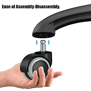 Office Chair Caster, Wheels Revolving Casters, 7/16” (11mm) Stem Diameter, Easy Install for Replacement, for Hardwood Floors and Carpet