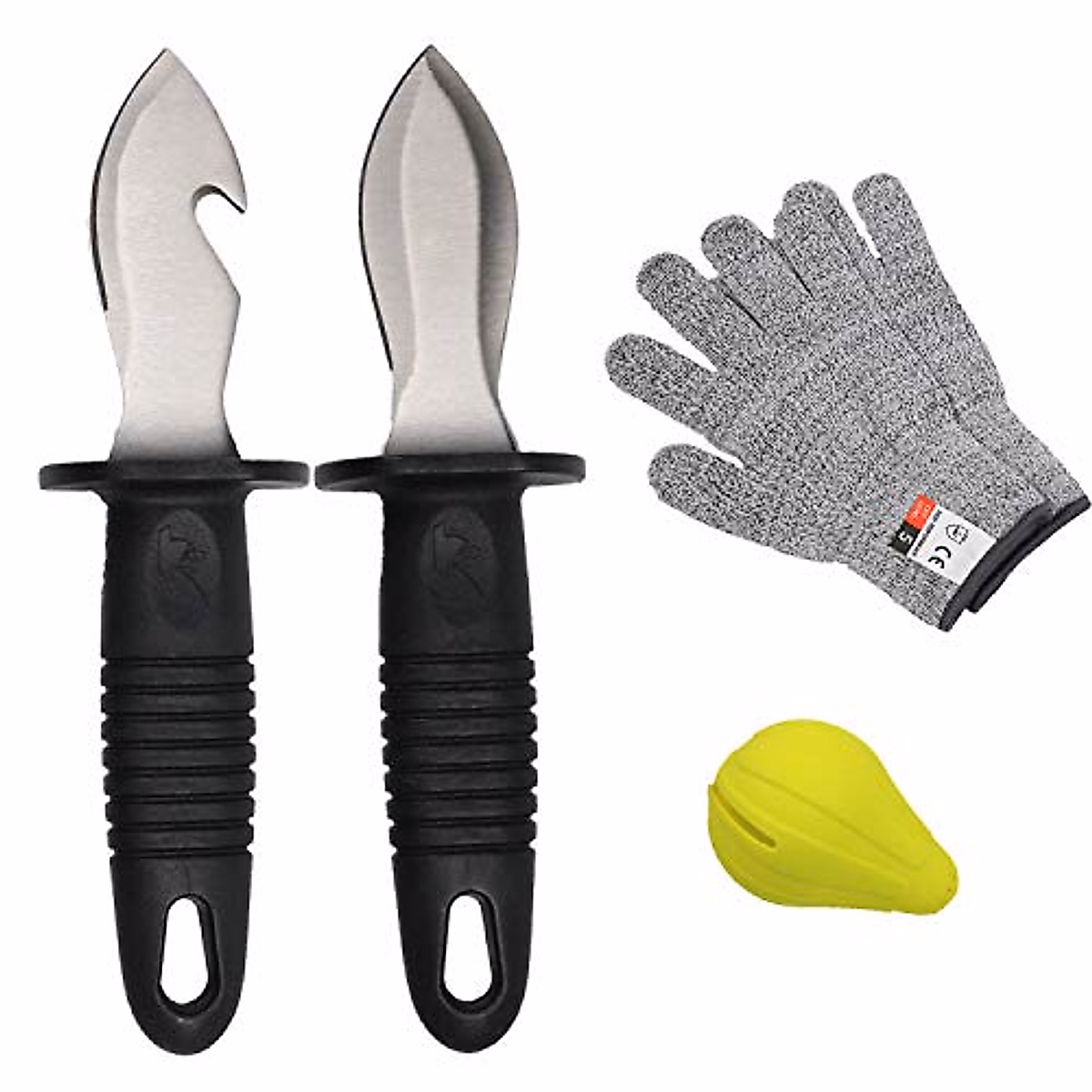 Nvzi Oyster Shucking Knife, Oyster Knife, Oyster Shucker, Oyster Opener, Oyster Shucking Kit, 2 knifes and 1 Gloves Cut Resistant Gloves
