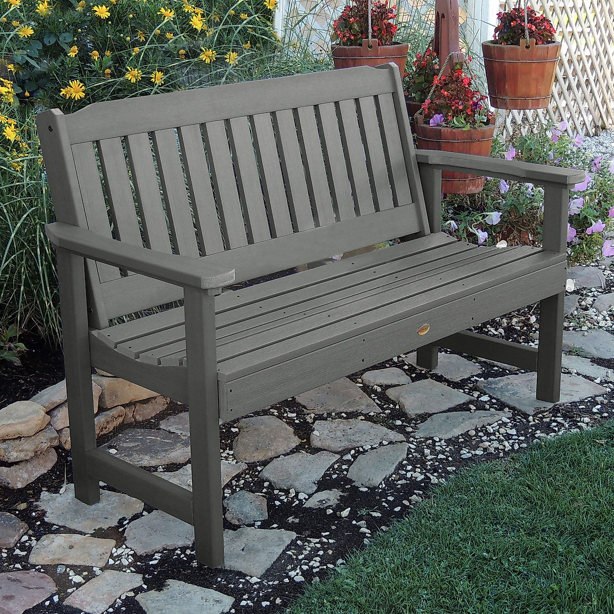 Highwood AD-BENW1-CGE Lehigh Garden Bench, 5 Feet, Coastal Teak