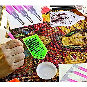 Diamond Painting Accessories & Art Tool-42 Diamond Painting Glue Clay-DIY Embroidery Wax Tacky Kit-3 Stitch Dot Paint Pen for Craft 5D Cross(64 Number Sticker,1 Tray,1 Tweezer,2 Clip,3 Seal Bag)