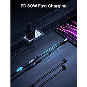 JSAUX USB C to 3.5mm Headphone and Charger Adapter, 2-in-1 USB Type C to Aux Audio Splitter Jack with PD 60W Fast Charging Compatible with Samsung S22/S21/S20,Note20/10,Pixel 6/5/4,iPad Pro Air -Grey