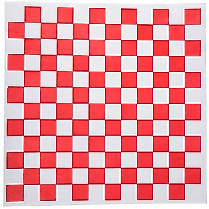 100 Pc Red Checkered Food Basket Liners -USA MADE- Grease Proof Deli Paper Sheets 12x12 Inches- Wax Paper Sheets for Food Wrapping- Bread and Sandwich Paper Wraps for Picnics,