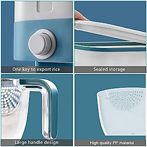 Kitchen Rice Storage Containers - 26Lbs Large Airtight Rice Bucket Grain Storage Bin Cereal Dispenser Container with Measuring Cup -Keep Dry Fresh and Insect Free (Free Silicone Whisk)