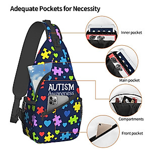ROSIHODE Cute Autism Awareness Sling Backpack, Multipurpose Crossbody Chest Bag Shoulder Bag Travel Hiking Daypack for Men Women