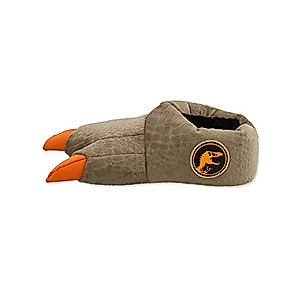 Jurassic World Kids Dinosaur 3-D Claw Feet Plush Slippers (2-3 M US Little Kid, Light Brown)