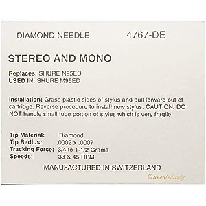 New in box diamond replacement needle for SHURE M95 M95HE M95ED N95ED N95HE
