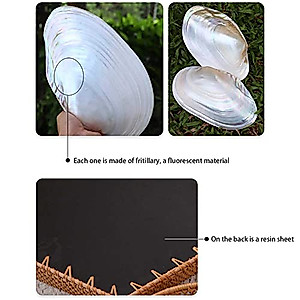 Yiuhhad Natural Handmade Shell Rattan Weaving Tray, Seashell Inlaid Oval Splicing Fruit Plate Durable and Tough, Breakfast, Snacks,Drinks, Snack Serving Plate