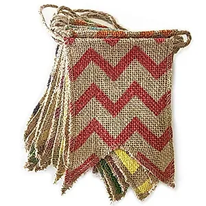 dealzEpic - Swallowtail-shaped Multi Color Rustic Burlap Banners with Chevron Pattern for Country Style Event and Party Decoration