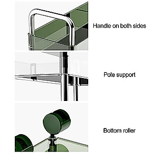 Meideli Storage Cabinet Rolling Cart Clear Bathroom Organizer Cart Storage Shelf Multi Layers Large Capacity Moveable Laundry Room Kitchen Organization Rack (Triple Layer, Atrovirens)