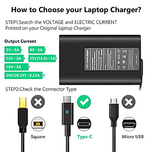65W 45W USB-C Laptop Charger for Dell Vpro Vostro XPS 13 Chromebook & Latitude Series 5520 7420 7410 5420 5530 3420 e5430 e7430 3330 5570 7390 3410 5500 9315 9300 Type C Power Adapter
