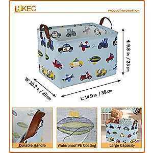 HKEC Rectangle Kids Toys Storage Baskets with Handles, Collapsible Car Storage Box for Playroom,Waterproof Cute Books Organization,Shelf Baskets,Baby Basket(Car)