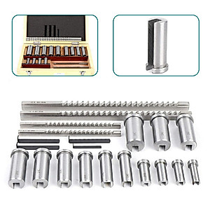 TFCFL 22PCS Keyway Broach Kit,Keyway Broach Set Collared Bushing Shim Sets in Fitted Box, High Speed Steel Material Metalworking Industrial Tools