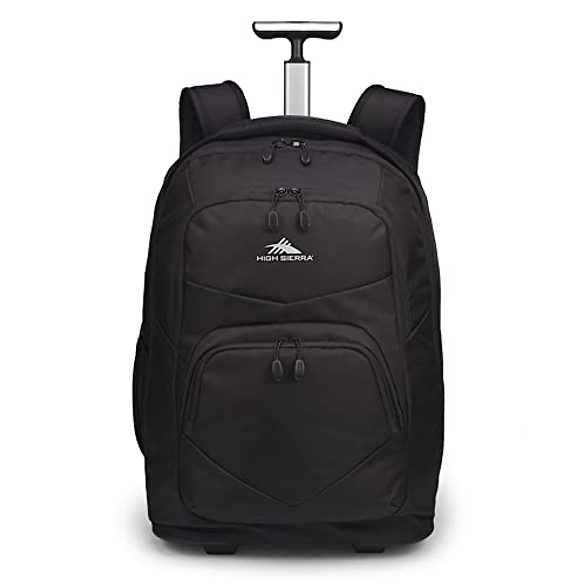 High Sierra Freewheel Pro Wheeled Backpack with 360 Degree Reflectivity, Rotating Handle, Large Main Compartment, and Laptop Sleeve, Black