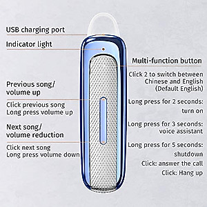 Wireless Bluetooth Earphones with Mic,in-Ear High Power Super Long Standby Business Sports Earbud Headphones with 20 Hours Noise Canceling Hands Free Calling Compatible Driving/iPhone/Samsung