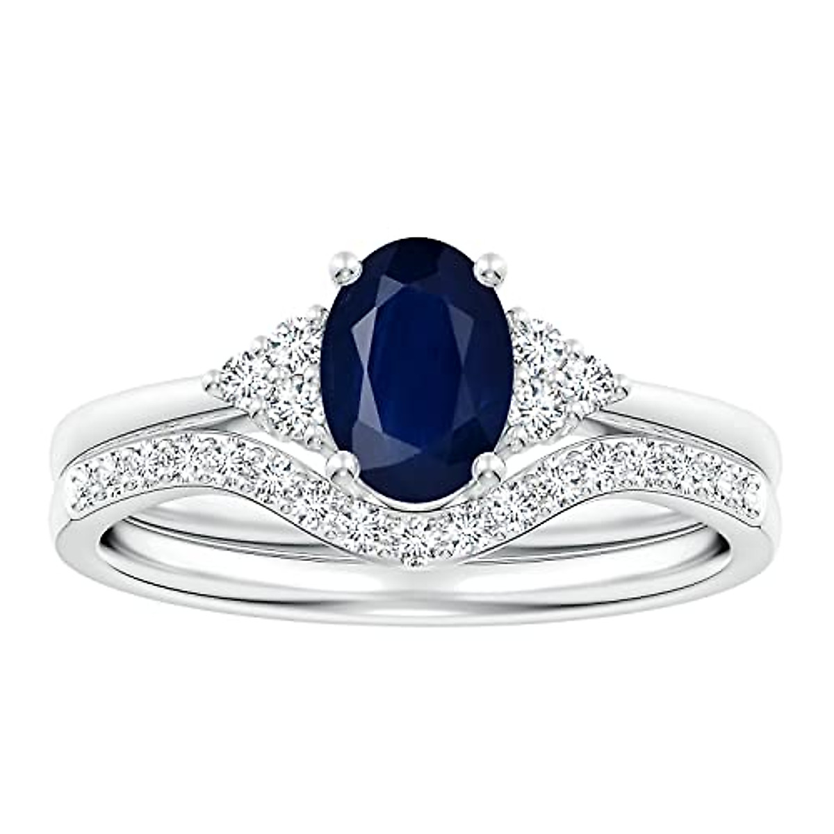 1.0 Ctw Oval Blue Sapphire Gemstone 925 Sterling Silver 7X5 MM Wedding Bridal Ring (Sterling Silver, 6)