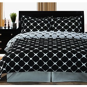 King/Cal-King Bloomingdale 3pc Duvet Cover Set Black & White, Duvet Cover Set