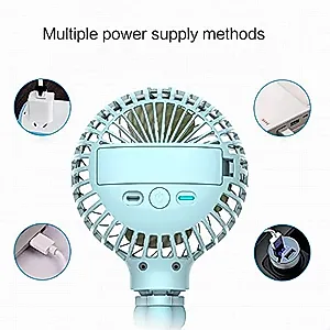 Lalalu Mini Handheld Tripod Stroller Fan 2000mAh Personal Portable Car Seat Flexible Baby Fans USB Battery Powered Desk Fan (Blue)