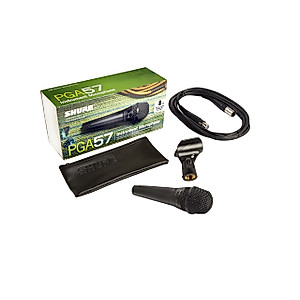 Shure PGA57 Dynamic Microphone - Professional Quality Instrument Mic with Cardioid Pick-up Pattern, 3-in XLR Connector, 15' XLR-to-XLR Cable, Stand Adapter and Zipper Pouch, (PGA57-XLR)