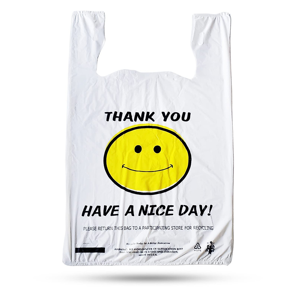 Large Happy Smiley Face T-shirt Plastic Shopping/Take Out Bags 350 pcs