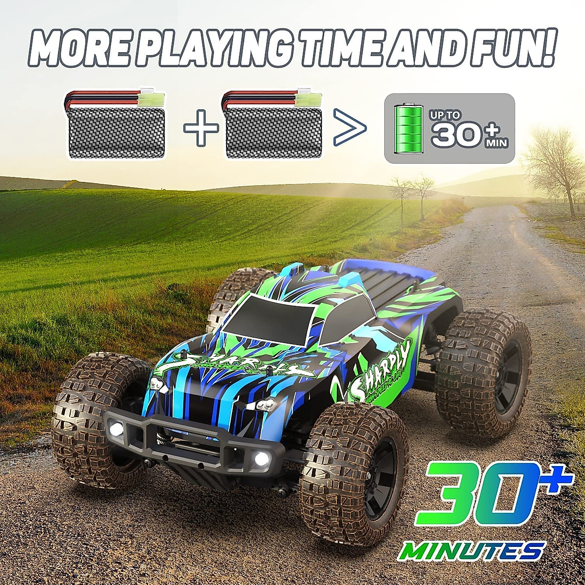 Elvodosia Rc Remote Control Cars Trucks, 1/10 Scale Hobby 4x4 Offroad Cars for Adults[30+ KMH][Double Batteries+Charger][2.4 Ghz Controller],Monster Rc Cars Toys for Adult,Kid Boy Age 8-12