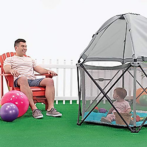 Summer Pop ‘n Play SE Hex Playard, 6-Sided, Sweet Life Edition, Aqua Sugar Color – Full Coverage Play Pen for Indoor and Outdoor Use - Fast, Easy and Compact Fold Aqua Sugar