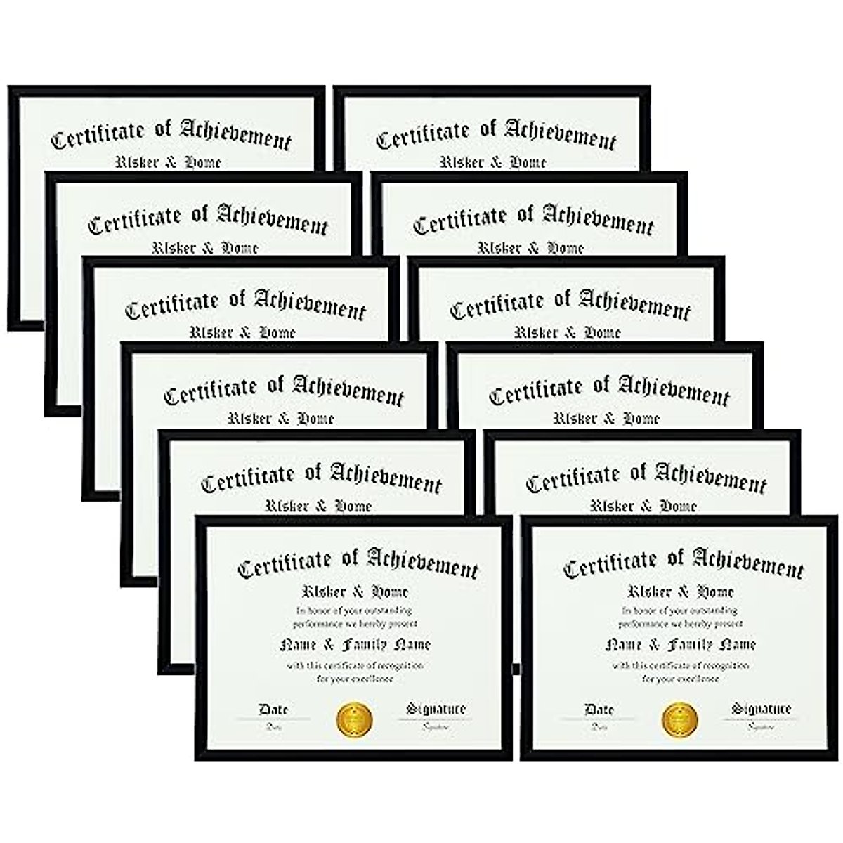 ELSKER&HOME 8.5 x 11 Frame Black 12 Pack, Certificate Award Document Diploma Frame Multi Pack, 8.5x11 Picture Frame for Wall & Tabletop Mounting in Horizontal or Vertical Format