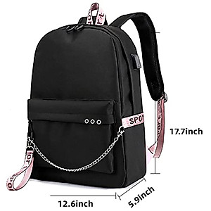 FSRONGXI 17Inch Anime Backpack for School Nezuko Bookbag Anime Rucksack with USB Charging Port, Free Keychain 17.7inch (Nezuko)