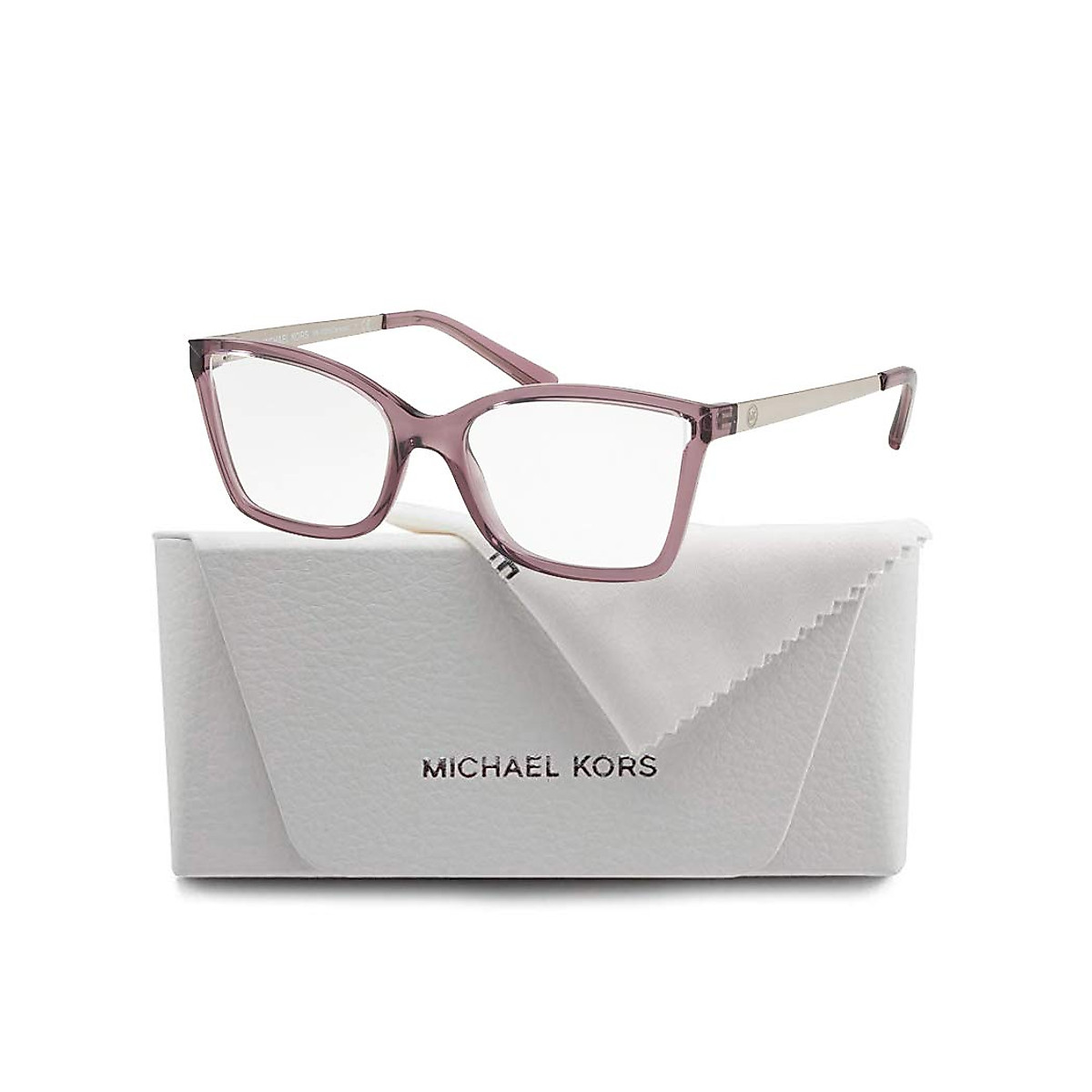 Michael Kors MK4058 CARACAS 3502 54M Burgundy Crystal Injected Rectangular Eyeglasses For Women+ BUNDLE with Designer iWear Eyewear Kit Care Kit