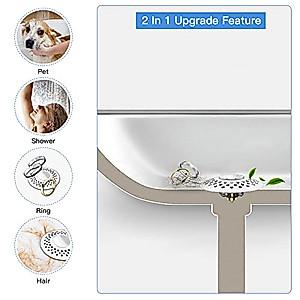 FALALA Universal Bathtub Stopper with Drain Hair Catcher, Upgraded Tub Stopper with Dual Filtration Design, Pop Up Bathtub Drain Plug for 1.6"-2.0" Drain Hole