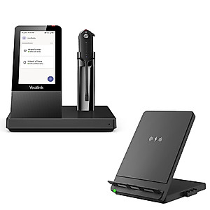 Yealink WH67 Wireless Headset with WHC60 Wireless Charger Bluetooth Headset with Microphone DECT Headset for Computer Laptop PC Office VoIP Phone Teams Certified(for Microsoft Optimized)