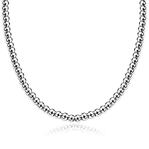 Jewelry Kingdom 1 Necklace for Women and Men, Beaded Chain Stainless Steel, Handmade Jewelry (Thick of 8MM and Length of 18")