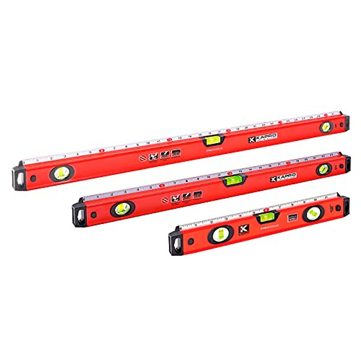 Kapro - 770 Exodus Professional Box Level - 72 Inches - With 45° Vial & Ruler - For Leveling, Measuring, Marking, and Cutting - Features 3 Vials, Precise Straightedge, and Wall-Grip