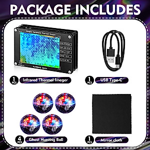 Kanayu 1 Pack Infrared Thermal Imager with 4 Ghost Hunting Cat Ball Portable Equipment Thermal Camera LED Motion Light up Cat Ball Activated Interactive Cat Toy Balls for Ghost Hunting