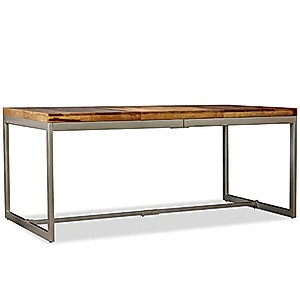 YPWRENH Decorative Tables Kitchen Tables Dining Table Solid Sheesham Wood and Steel 70.9" for Dining Room, Kitchen or Living Room