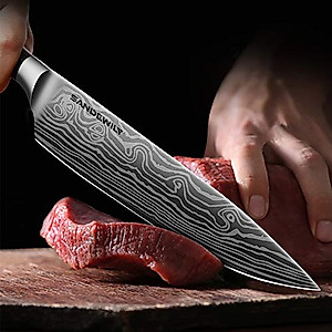 SANDEWILY Professional Kitchen Knives High Carbon Stainless Steel Chef Knife Set,3PCS Ultra Sharp Japanese Knife with Sheath,Ergonomic Pakkawood Handle Elegant Gift Box for Home or Restaurant