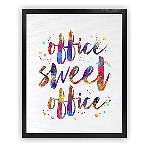 Dignovel Studios Unframed 8X10 Watercolor Office Sign Print Quotes Office Sweet office Funny Watercolor Art Print dnc37