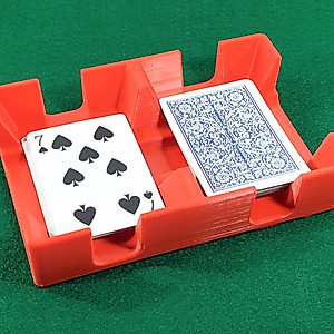 Minimalist Playing Card Tray for Card Games Like Canasta, Rummy, UNO and More - Cardian cardholder/Caddy with Felted Bottom - Non-Swivel - Made in USA (Red)