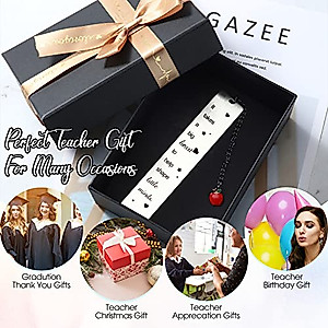 8 Pcs Teacher Appreciation Gift from Students Teacher Bookmark with Apple Pendant Thank You Metal Appreciation Bookmark Graduation Season Gift for Teachers of High School College Elementary