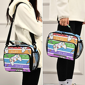 VIGTRO Game Controller Console Lunch Bag, Insulated Leakproof Lunch Box with Adjustable Shoulder Strap, Joystick Gamepad Reusable Cooler Tote Bag for Work,Office,Picnic,Travel