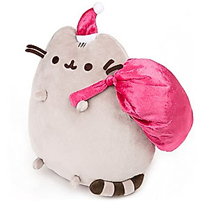 GUND Santa Claws Pusheen Holiday Plush Stuffed Animal Cat, Gray and Pink, 9.5”
