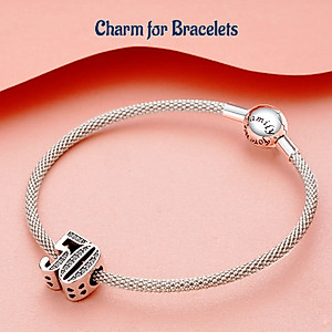 Amuefer Charms for Bracelets Number 50 Brithday Anniversary Bead 925 Sterling Silver Charms Gift for Women Bracelet Necklaces