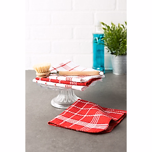 DII Waffle Weave Kitchen Collection, 100% Cotton, Dishcloth Set, Red 12 Piece