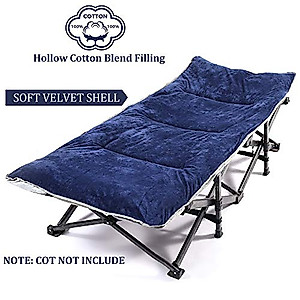 Favorland Camping Sleeping Pad Cot Pads Mattress Mat Outdoor XL Soft Comfortable Polyester 75"x29" Lightweight Foldable for Hiking Backpacking Traveling (NBlue)